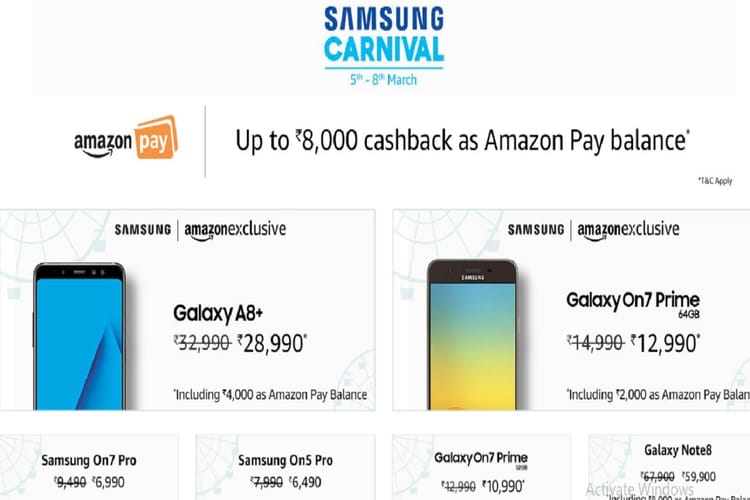 Amazon Samsung Carnival, Buy Smartphones With Upto 8,000 Cashback ...
