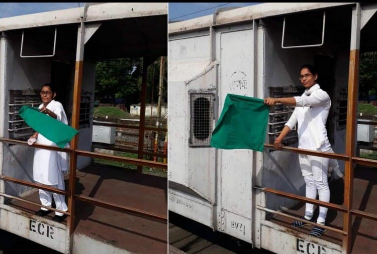 पहली बार मालगाड़ी लेकर पहुंचीं महिला गार्ड, अधिकारियों ने ऐसे किया ...