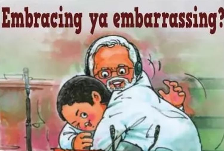 पीएम मोदी और राहुल के गले मिलने पर अमूल ने बनाया कैसा कार्टून - Amul ...