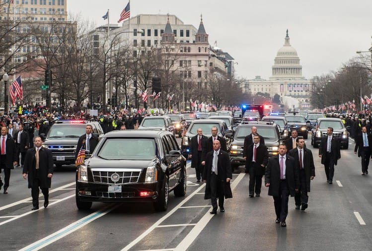 Us President Donal Trump 14-vehicle Convoy Including The Beast And ...