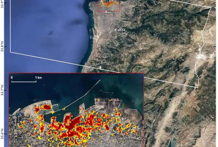 सैटेलाइट डाटा के जरिए नासा ने बनाया नक्शा, बैरूत विस्फोट से होने वाले ...