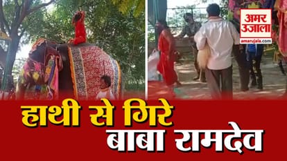 Yog Guru Baba Ramdev Fall From Elephant Vidro Goes Viral - Amar Ujala ...