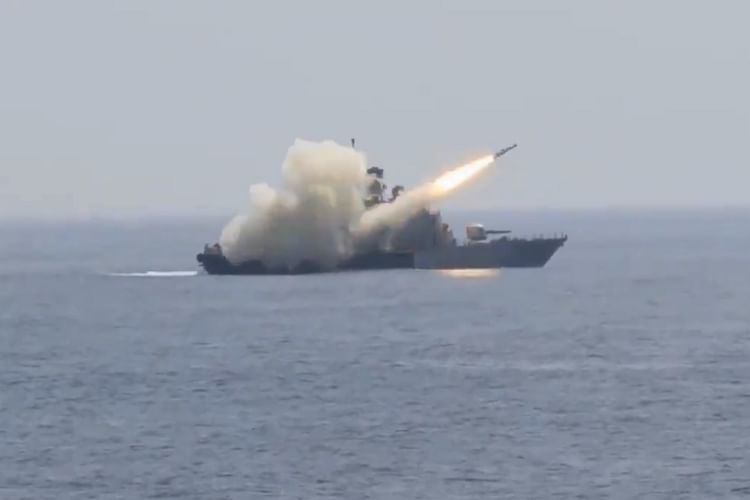 The Anti-ship Missile (ashm) Launched By Indian Navy Missile Corvette ...