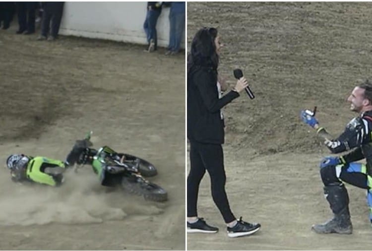 Biker Fakes Crash Propose Shocked Girlfriend Crowds Motocross Event In ...