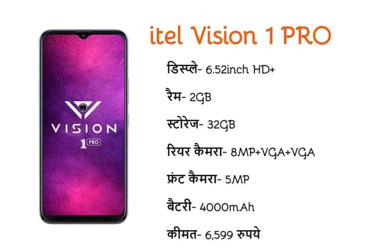 4000mah की बैटरी के साथ Itel Vision 1 Pro स्मार्टफोन हुआ लॉन्च, कीमत ...