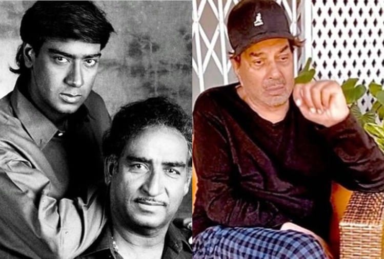 यादें:अजय ने पिता वीरू देवगन के साथ साझा की तस्वीर, धर्मेंद्र को याद आए ...