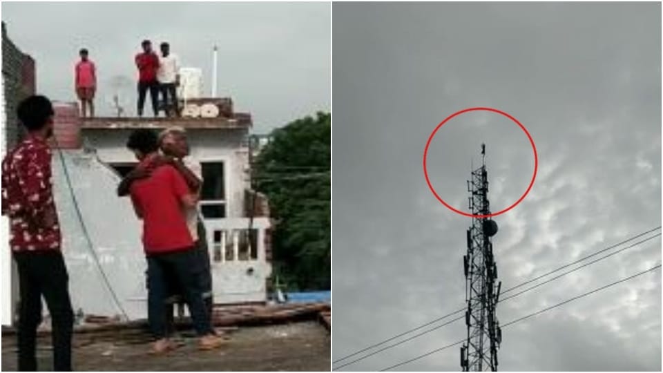 Hanuman Devotee Muslim Man Climbed The Mobile Tower To Hug Hindu-muslim ...