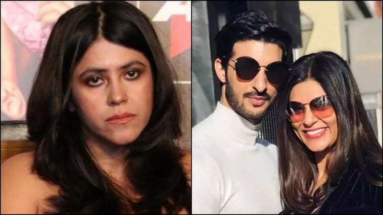 Ekta Kapoor Bold Look In Temple Sushmita Sen With Rohman Shawl Anjali Arora Bollywood Celebs ...