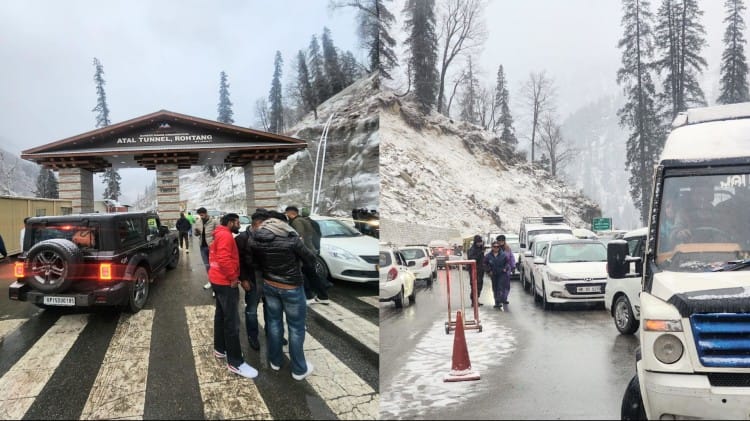 Himachal Weather: Snowfall In Atal Tunnel, Rohtang, Sissu-koksar Tourists Sent Back - Amar Ujala ...