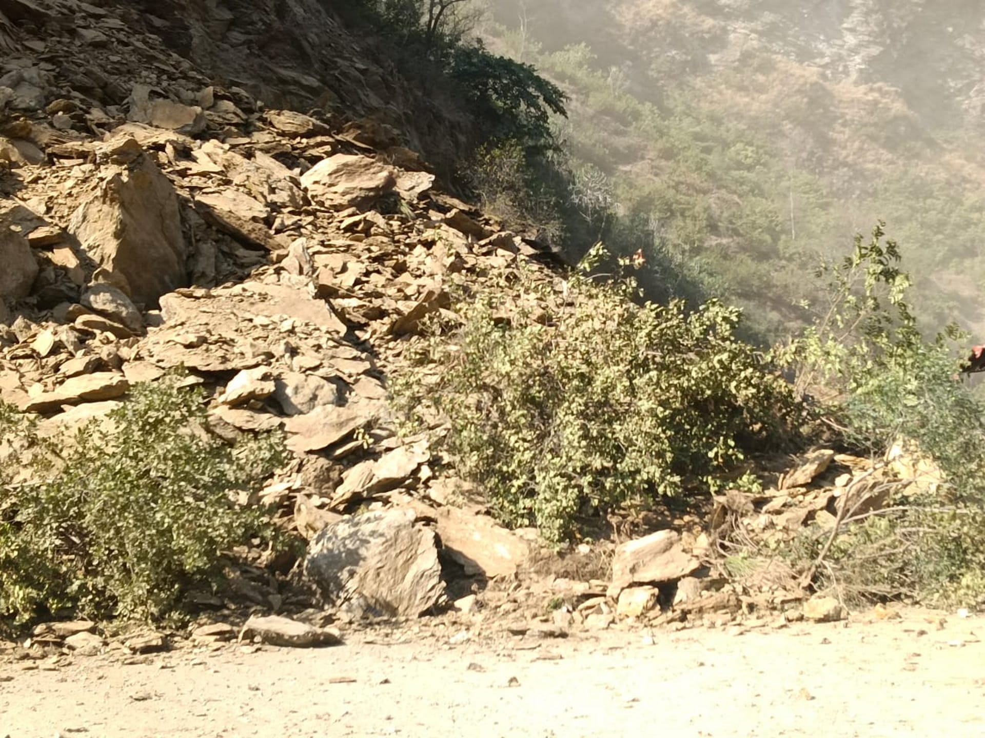 Mountain Broken Due To Cutting Barricade And Bike Immersed In River ...