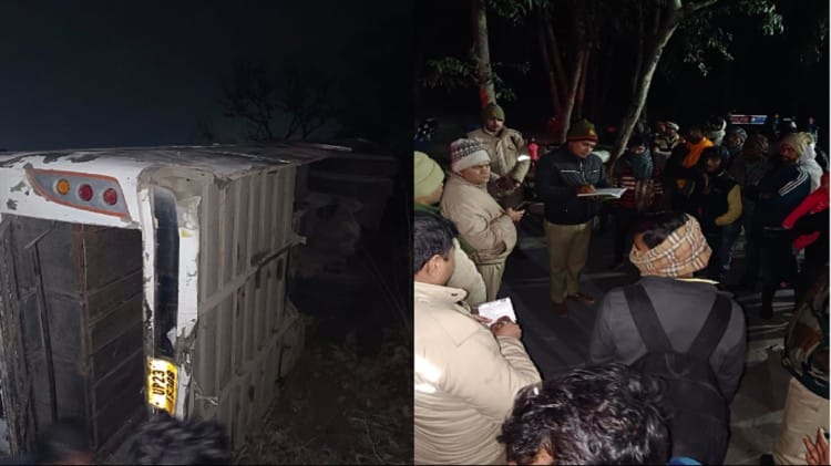 A Bus Of Himachal Pradesh Has Overturned Due To Out Of Control In Bijnor And 12 Passengers ...