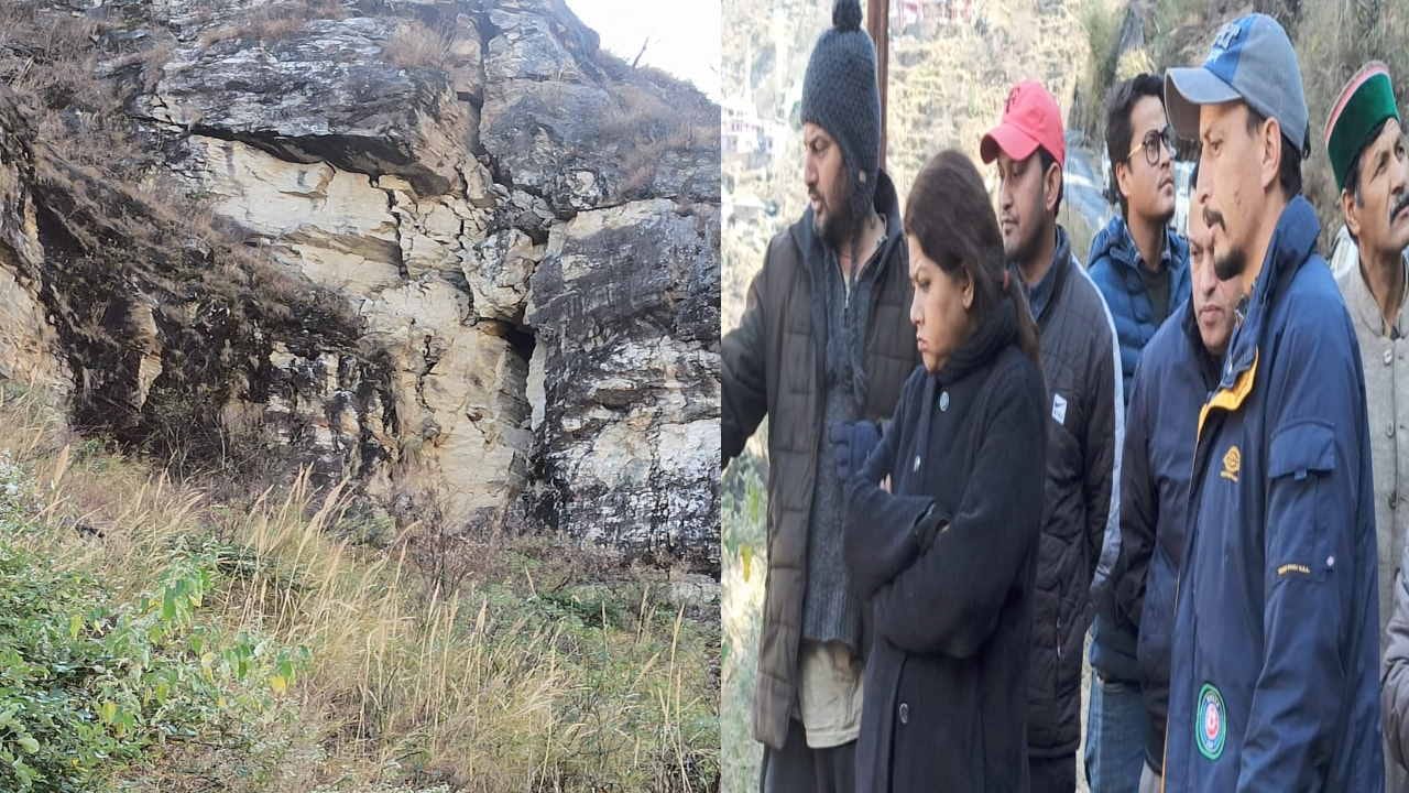 Boulders Falling From The Hill On Palingi-nichar Road Kinnaur, Danger ...