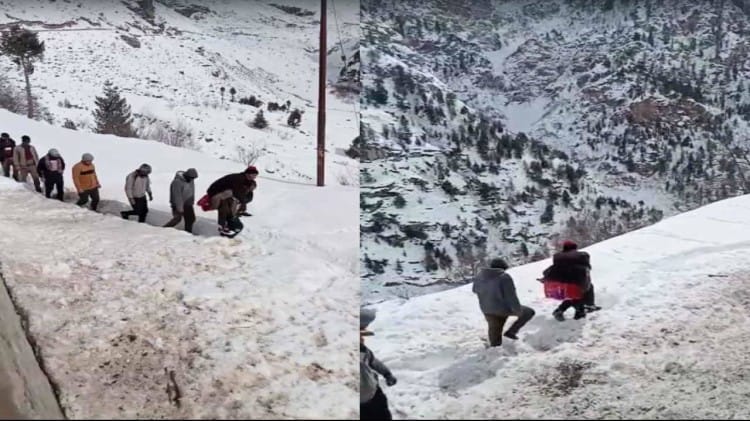 Chamba News:स्वास्थ्य केंद्र बंद, मरीज को 12 किमी चार से पांच फीट बर्फ ...