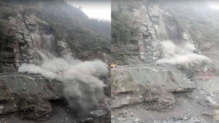 Landslide On Chamba Tisa Chanju Road, Movement Of Vehicles Affected ...