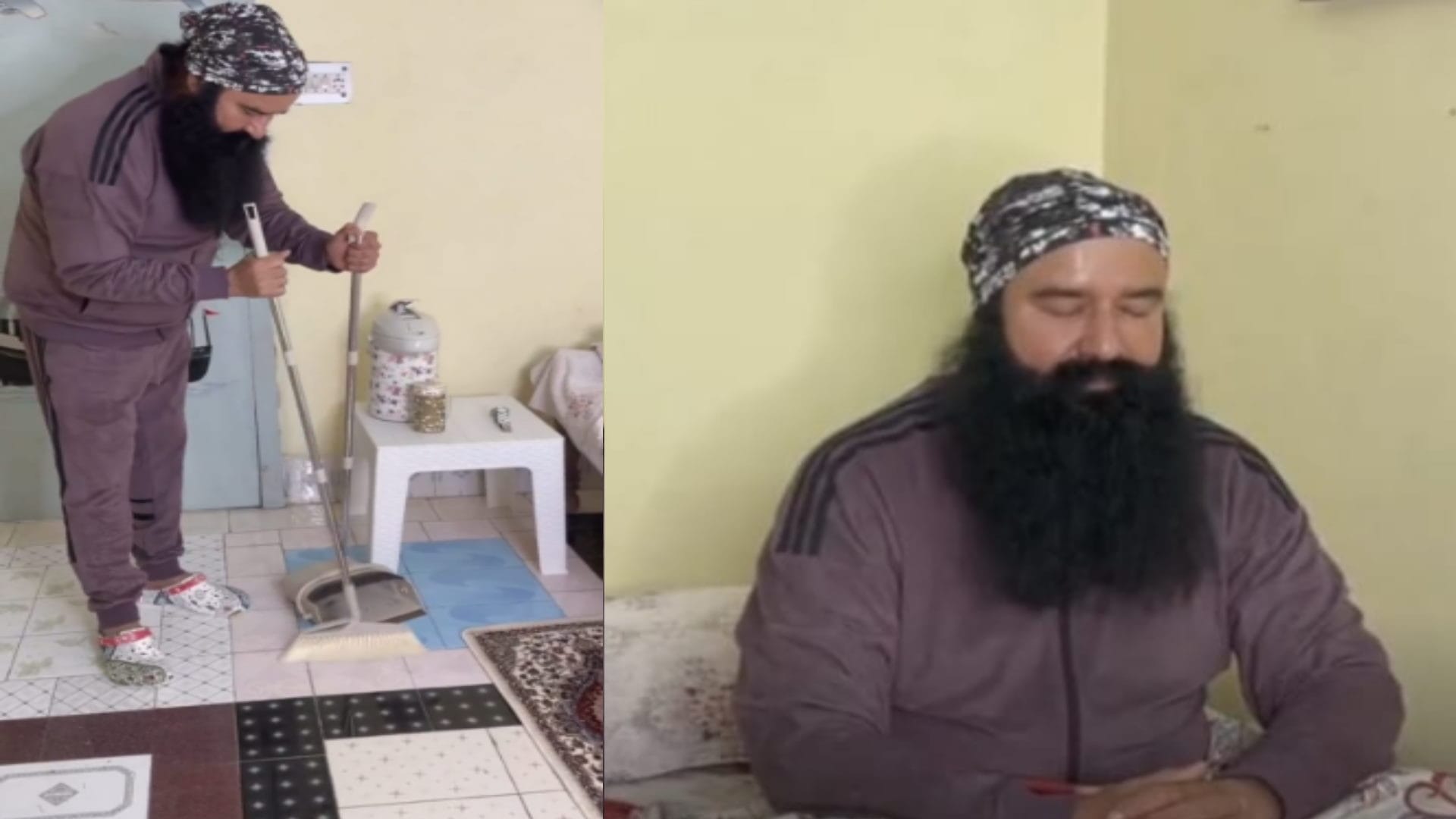 Ram Rahim:जेल जाने से पहले साफ-सफाई करते राम रहीम कैमरे में कैद,बेटियों ...