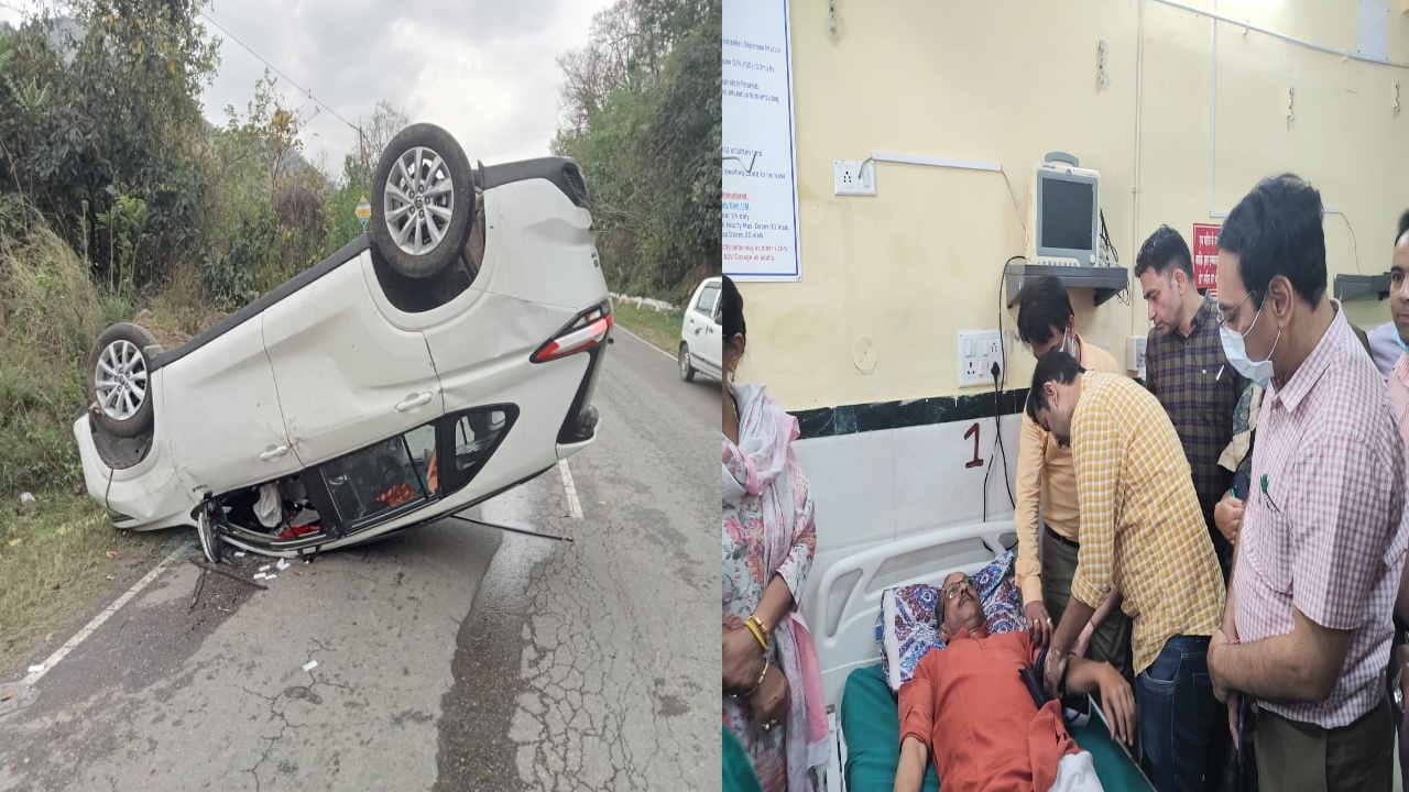 Una News:लठियाणी में पलटी गाड़ी, बाल-बाल बचे विधायक सतपाल सिंह सत्ती ...