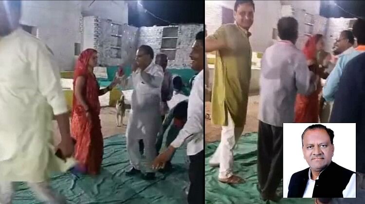 While Dancing The Congress Mla Put A Note In His Mouth And Put It On