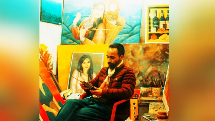 Himachal News : Chamba Dinesh Attri Oil Paintings On Canvas - Amar Ujala Hindi News Live ...