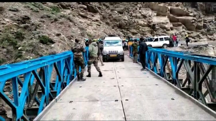 India China Border Construction Of Valley Bridge Over Girthi River On ...