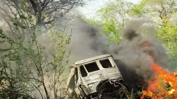 Uncontrolled Dumper Full Of Ballast Overturned, Fierce Fire Started On ...