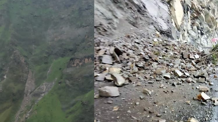 Badrinath Highway Landslide On Hathi Parvat After Rainfall Panic In ...