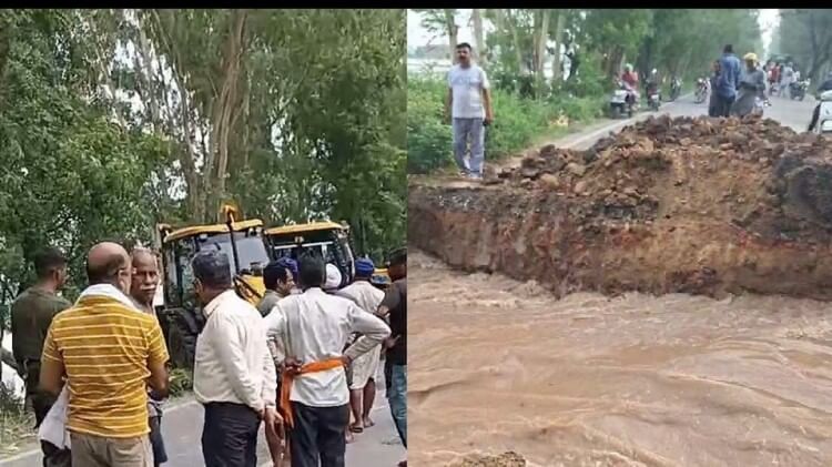 Fatehabad:बाईपास तक पहुंचा बाढ़ का पानी, शहर को बचाने के लिए अंडरपास के ...