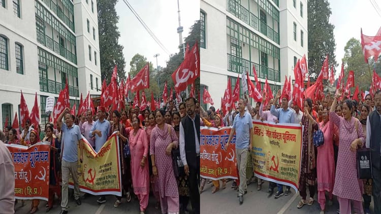 Shimla News:विधानसभा के बाहर गरजे मिड-डे मील वर्कर, निकाली रैली, पांच ...