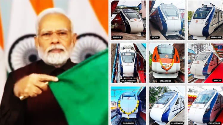 Pm Modi Flagging Off Nine Vande Bharat Trains Including Hyderabad ...