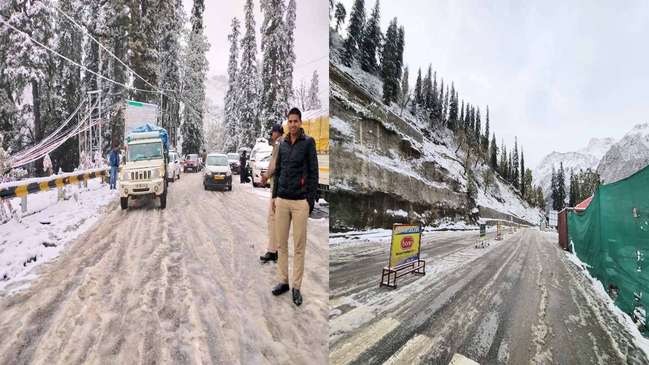 Himachal Weather: Snowfall Again On Peaks In Himachal, Three Nhs Including Manali-leh Disrupted ...