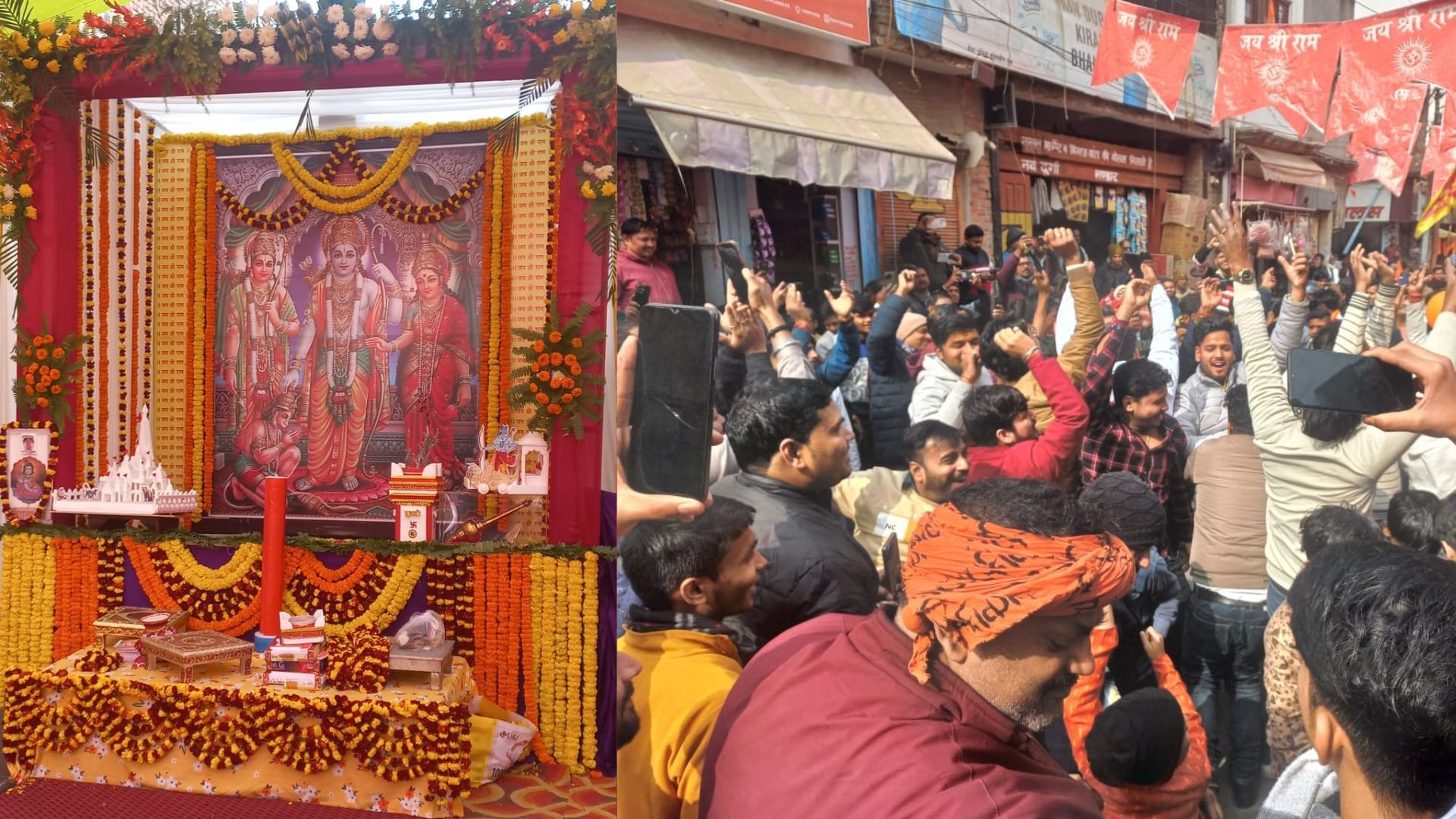 Ram Mandir Pran Pratishtha Ceremony Celebration People Burst Crackers ...