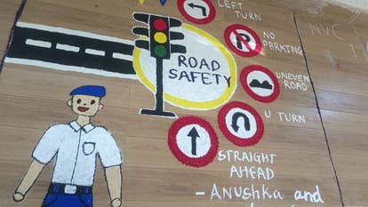 Rangoli Competition Organized For Road Safety Awareness In Jagdalpur ...