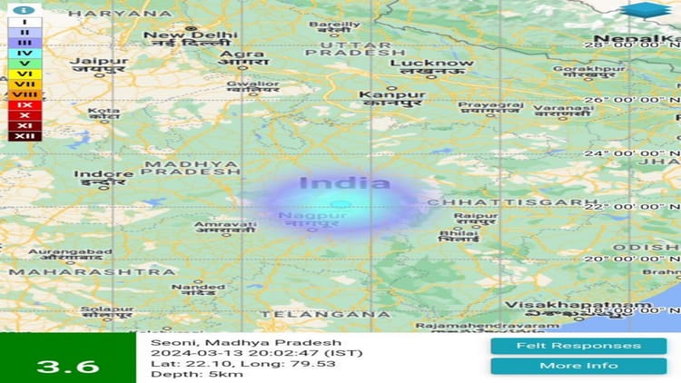 Mp News:सिवनी में महसूस किए गए भूकंप के झटके, रिक्टर स्केल पर रही 3.6 ...