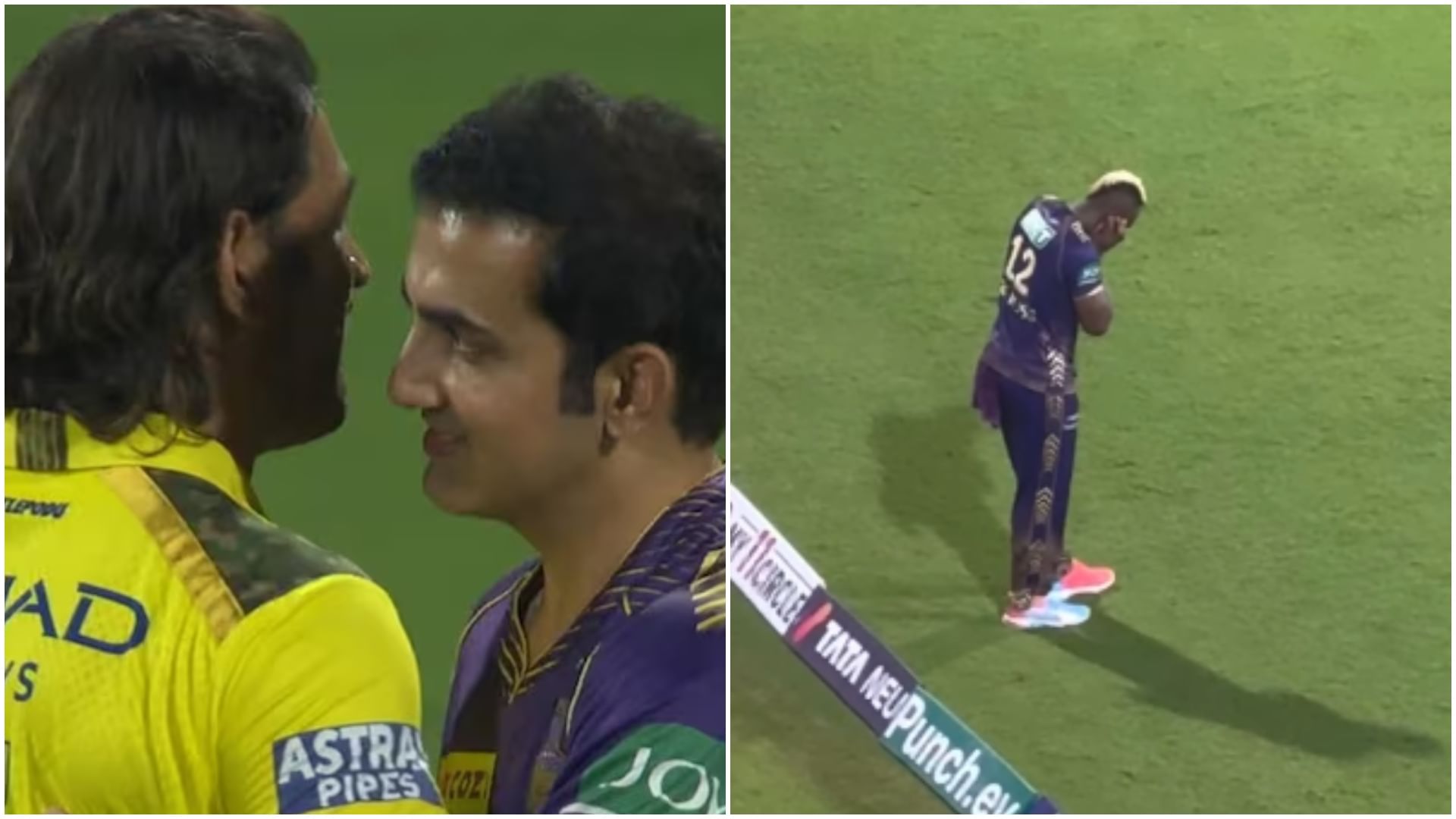 Csk Vs Kkr: Gautam Gambhir Hugged Ms Dhoni; Andre Russell Closed His Ears When Mahi Came To Bat ...