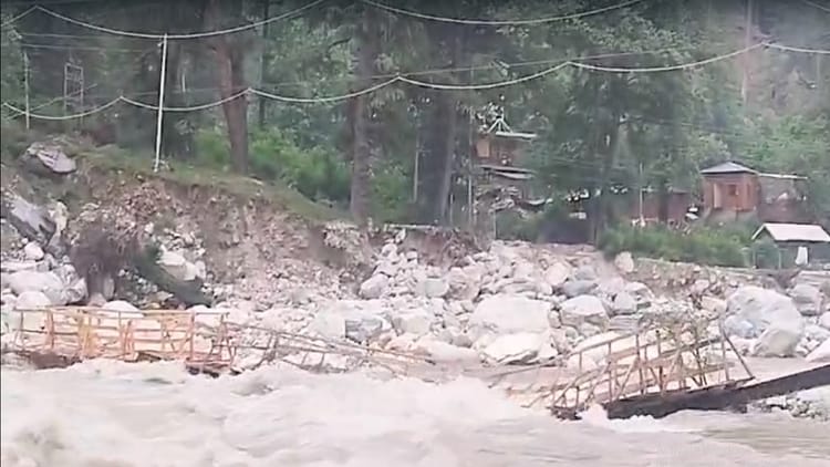 Katagla Bridge Was Washed Away Due To Rising Water Level Of Parvati ...