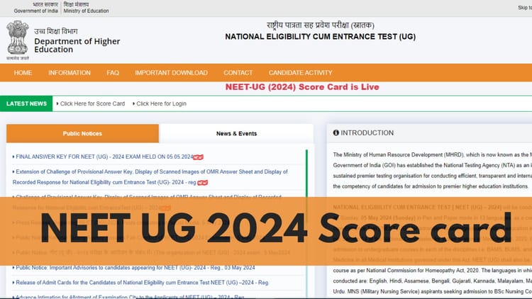 Neet Ug Result 2024 Out At Exams.nta.ac.in/neet/; Check These Details ...