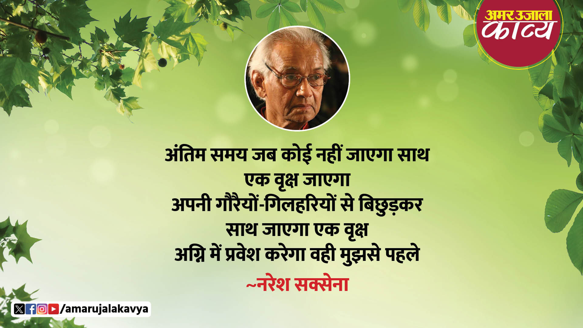 Naresh Saxena Best Poem Antim Samay Jab Koi Nahi Jaega - Amar Ujala ...