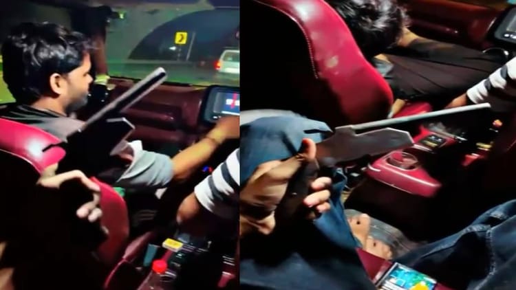 Video Viral On Social Media Of Youth Waving In Car In Mathura - Amar ...