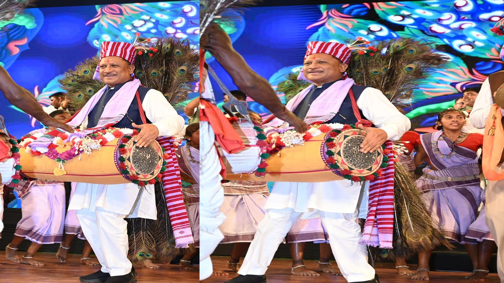 चक्रधर समारोह 2024:जब लोकनृत्य कर्मा और मांदर की थाप पर जमकर थिरके सीएम ...