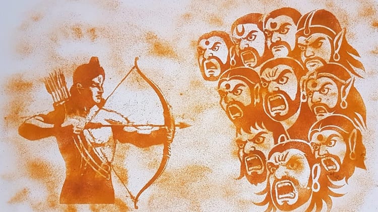Chandigarh Artist Varun Made Portrait Of Shri Ram Ravan With Turmeric ...