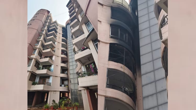 Lucknow:अपार्टमेंट के सातवें तल पर बंद फ्लैट में लगी आग, दमकल ने तीन ...