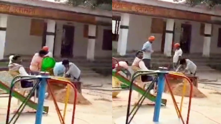 Video Of Small Children Sifting Sand In A Government School In Deoria Goes Viral, Principal ...