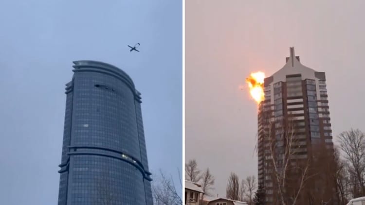 Russia Kazan Many High Rise Buildings Attacked By Drones Like 9/11 ...