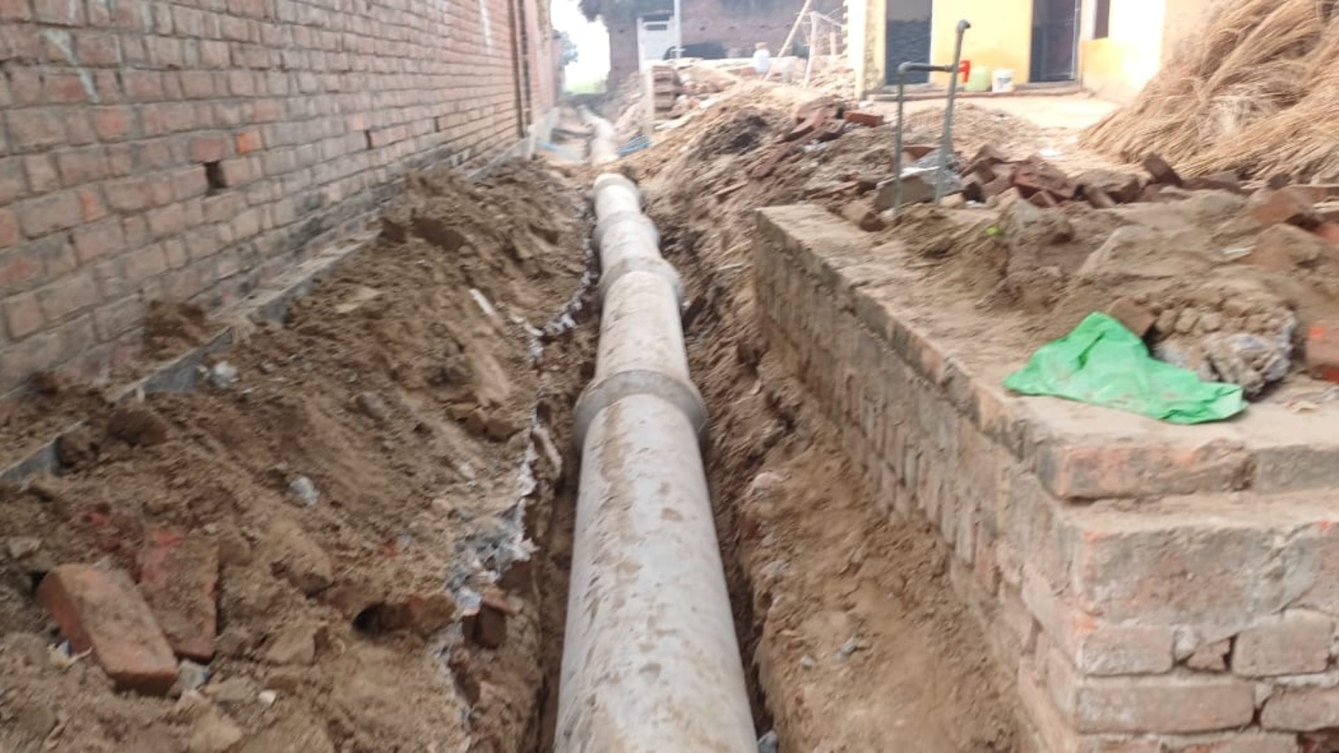 Villagers Are Happy Due To Laying Of Sewer Pipeline For Water Drainage ...