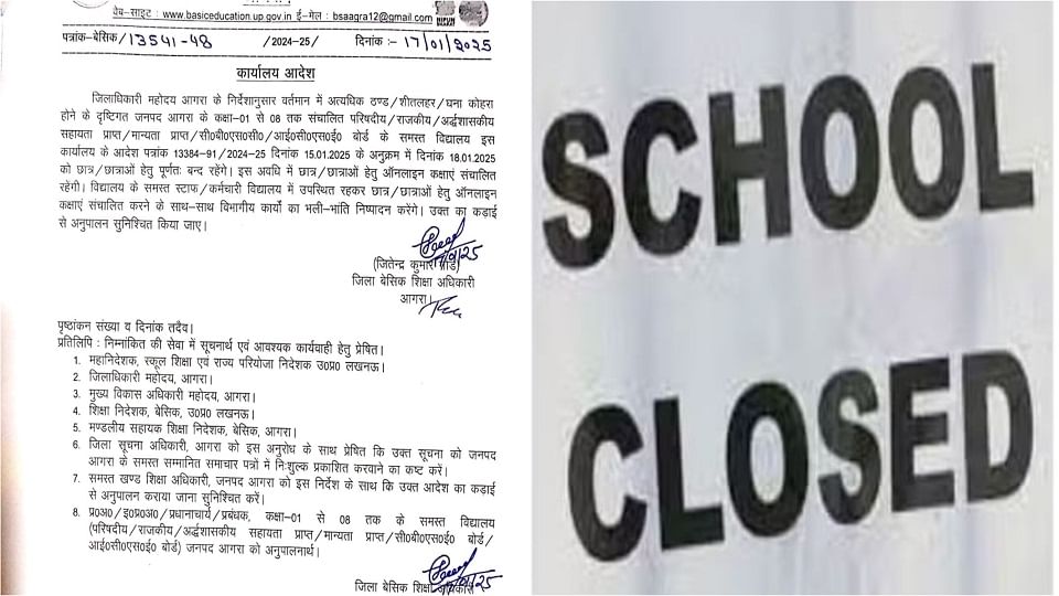 Up:सर्दी के चलते 8वीं तक के स्कूलों की बढ़ीं छुट्टियां, Dm के नए आदेश; जानें इस जिले में कब ...