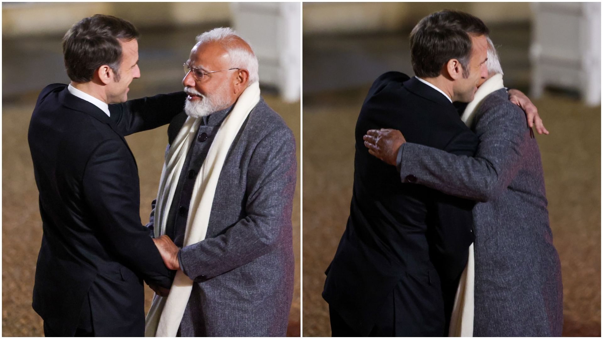 Pm Modi Paris Visit: Macron Welcomed Narendra Modi In France With Hug ...