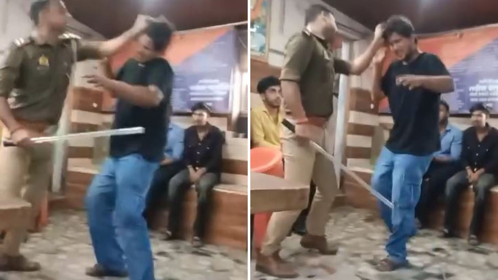 नप गए चौकी प्रभारी :पुलिस चौकी में बाल पकड़ कर युवकों को पीटा, वीडियो ...