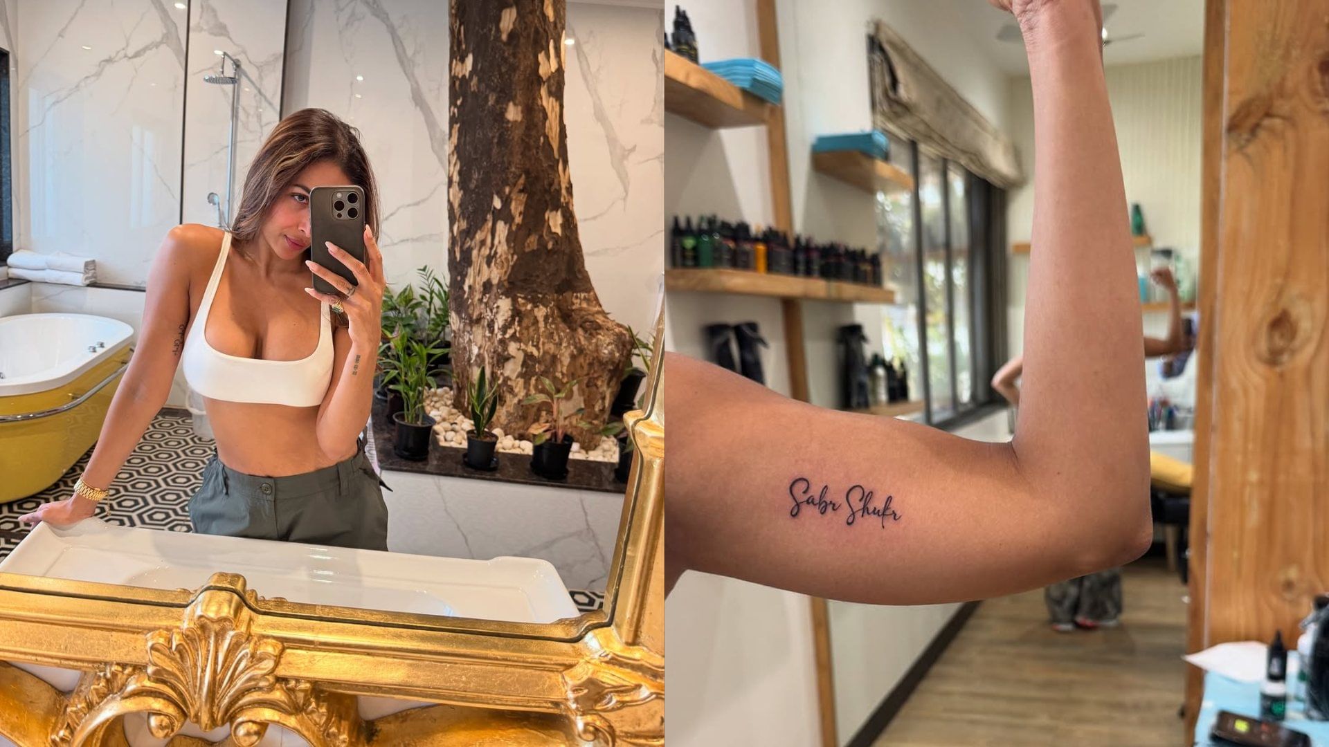 After Breakup With Arjun Kapoor Actress Malaika Arora Flaunts Her New Tattoo Sabr Shukr In ...