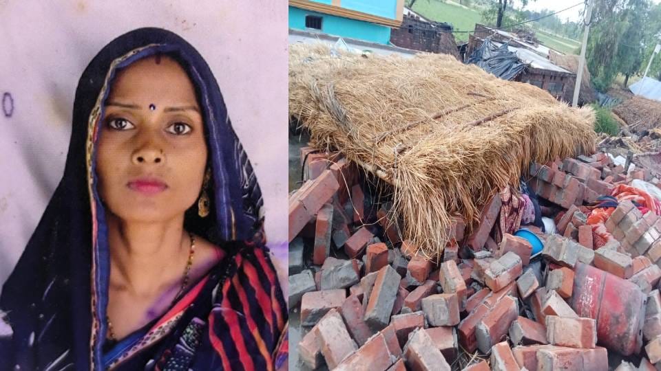 Sitapur News:आंधी से छप्पर सहित गिरी पक्की दीवार, मलबे में दबकर महिला ...