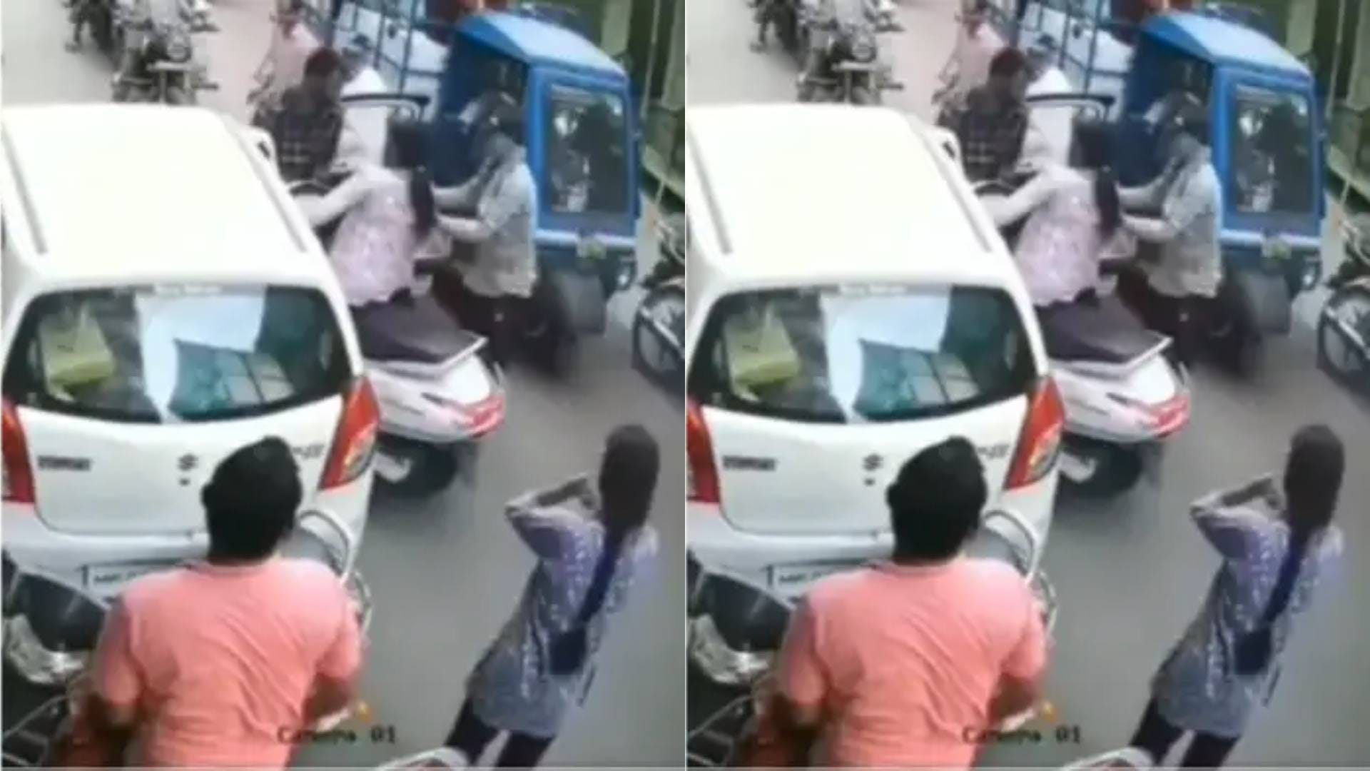 Viral Video:फिर स्कूटी लेकर उड़ी दीदी, जोर से मारी टक्कर की सड़क पर ...