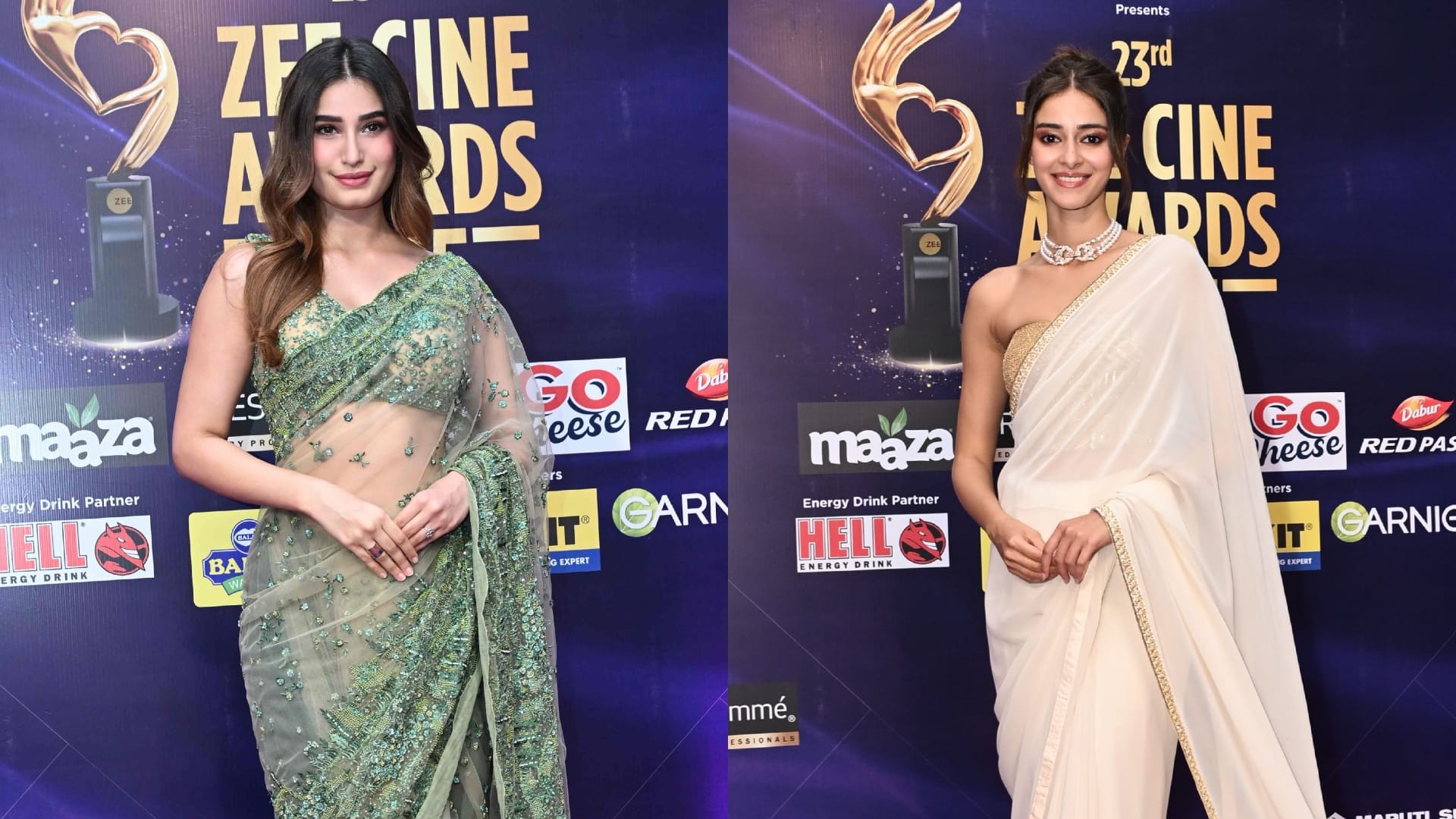 Rasha Thadani Ananya Pandey Shine In Sari Amongst Western Style Dresses Heroines During Zee Cine ...
